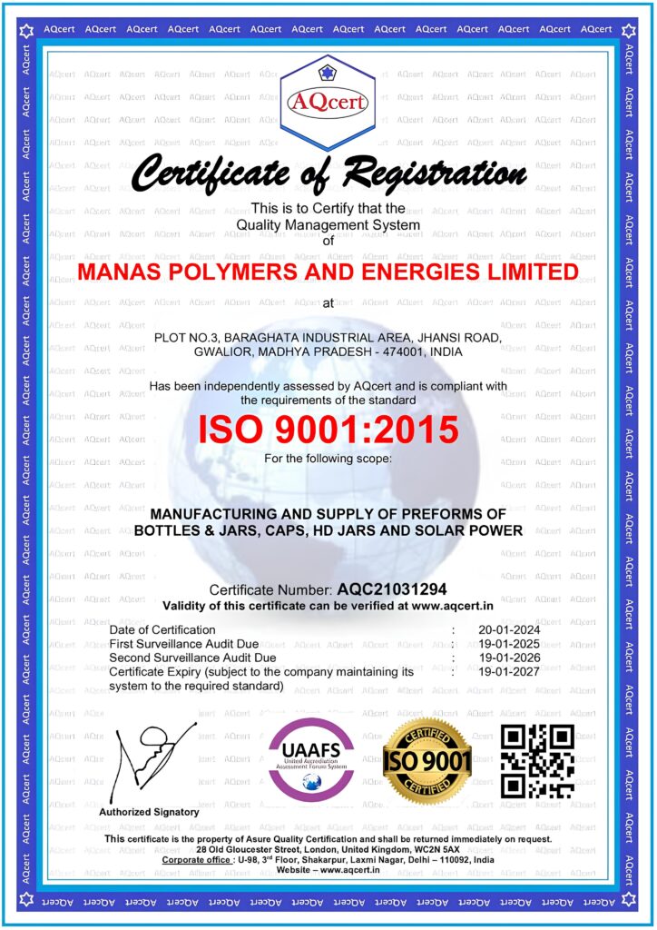 Certifications – Manas Polymers